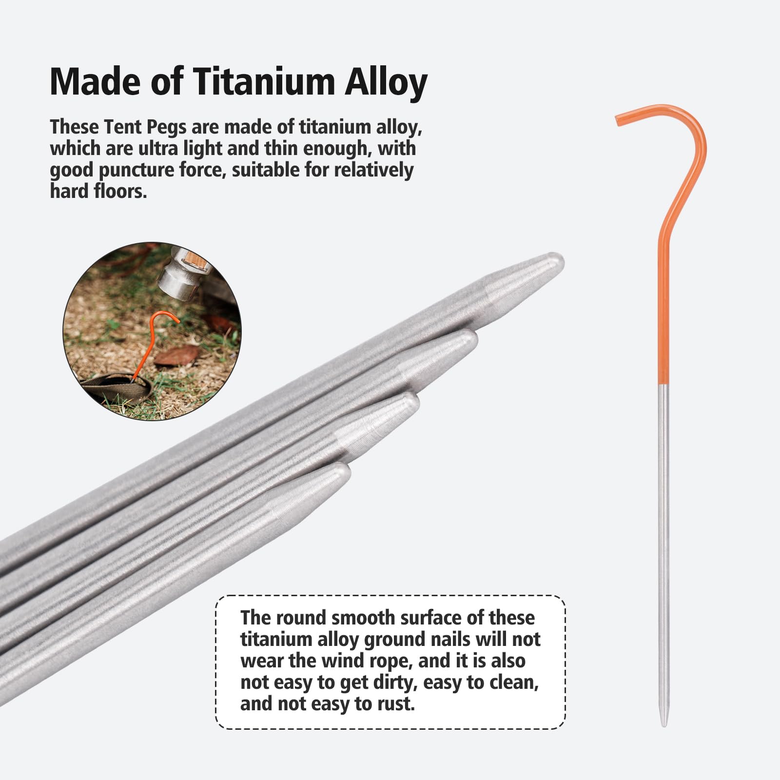 iBasingo 12pcs/lot Titanium Alloy Pegs Outdoor Camping Tent Stakes Portable Elbow Grass Tent Nail A-Ti4001P