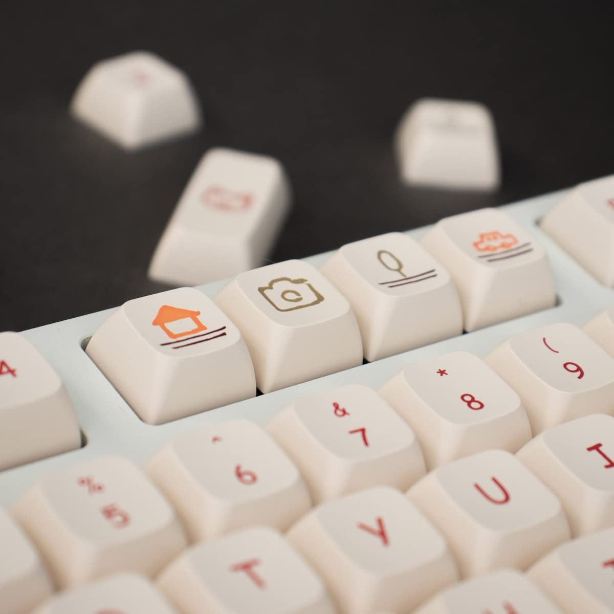 Sumgsn Keycaps 131 Keys XDA Profile PBT DYE-SUB Graffiti Cartoon Theme ANSI Layout with 6.25u Space Bar 1.75u/2u Shift Keycap Mechanical Keyboard