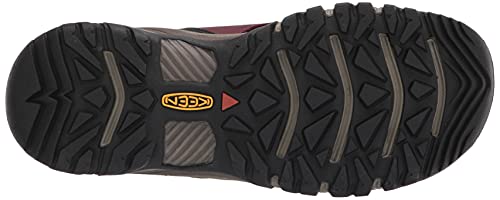 KEEN Women's-Ridge Flex Mid Height Waterproof Hiking Boots, Rhubarb/Black, 5.5