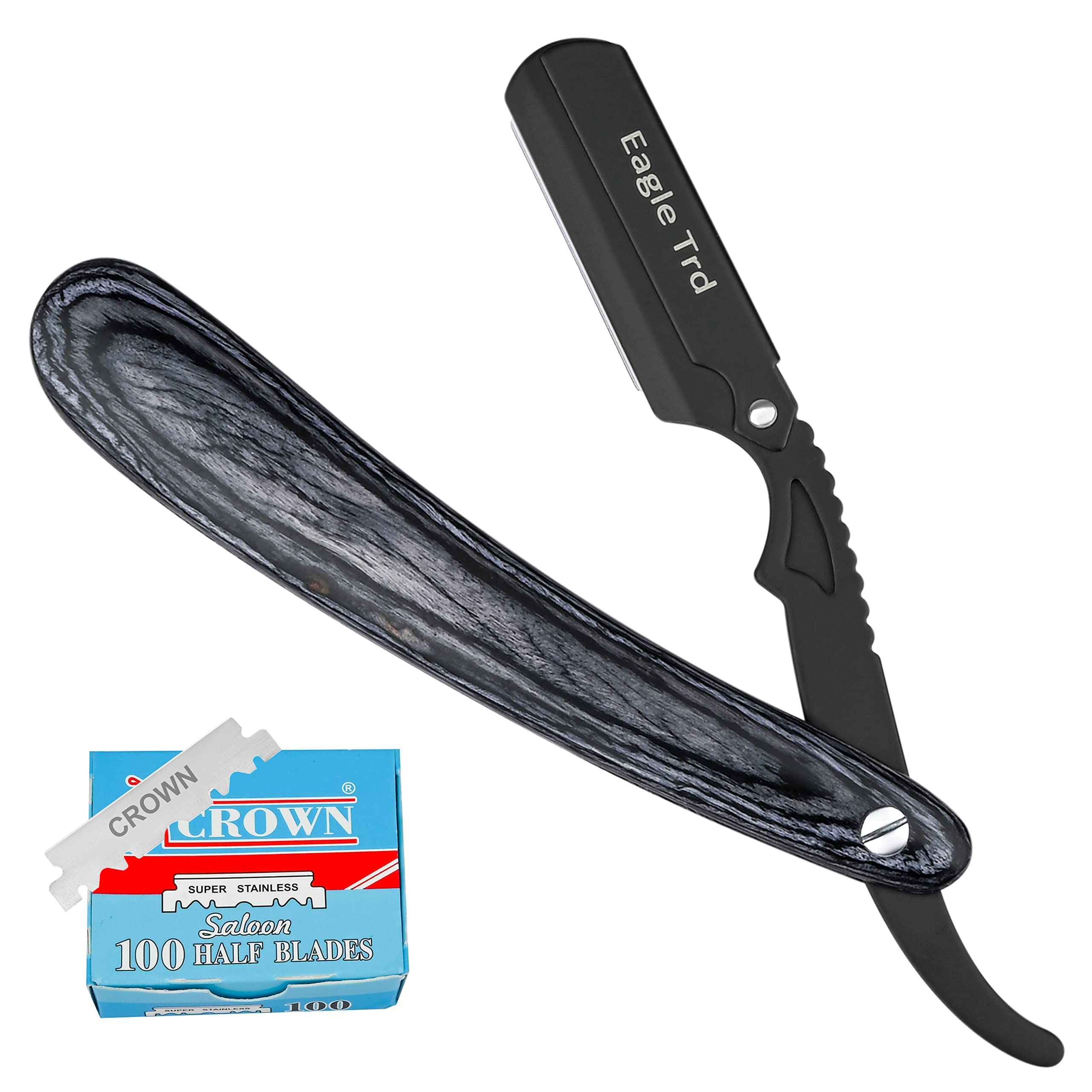Straight Razor for Men, Blade Razors for Men (Matte Black)