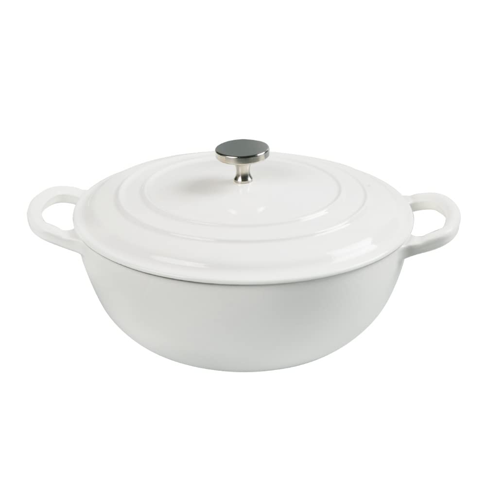 M-COOKER 4.5 Quart Dutch Oven, Enameled Cast Iron Covered Round Dutch Oven with Lid, Casserole, Cookware Pot, French Oven, White
