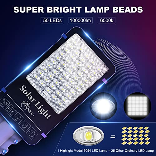 WYWNA JX1000 Solar Street Light Outdoor Solar Lights Plus BC800 Solar Motion Street Light for Parking Lot Garage