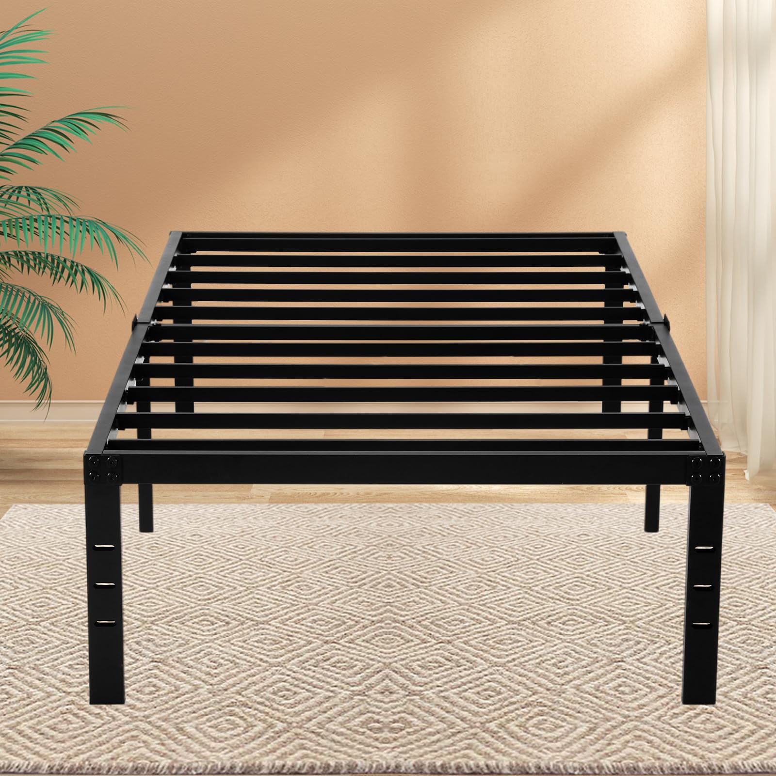 Kilyssa 16 Inch Twin Bed Frame Heavy Duty Metal Platform Steel Slat Support with Storage/No Box Spring Needed/Noise Free/Easy Assembly