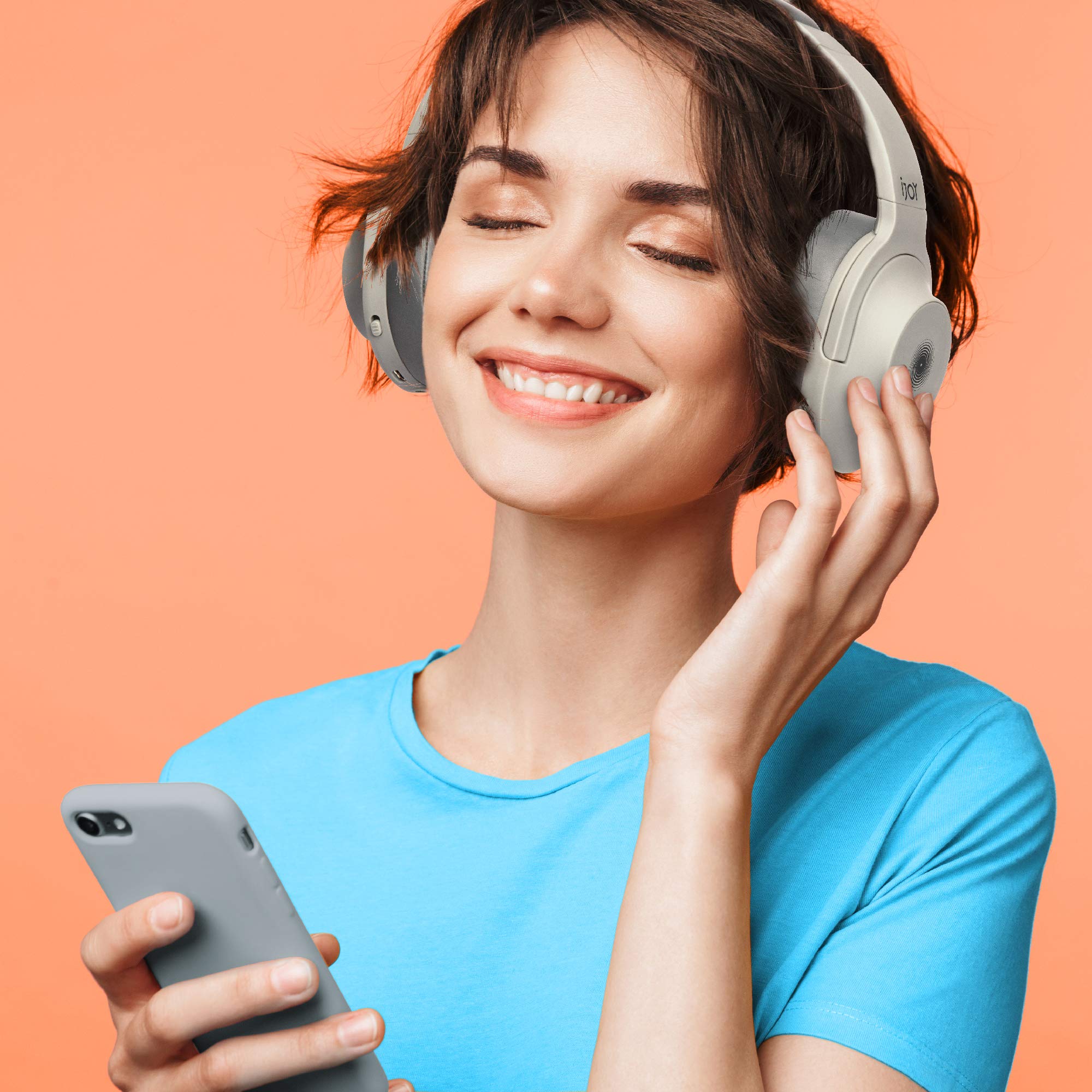 iJoy Hypnotic Active Noise-Cancelling Headphones-Wireless Over Ear Bluetooth Headphones with 5.0 High Connectivity- Over-Ear ANC Headset Rich HQ Sound& Deep Bass- 35 Hour Battery- Backup 3.5mm Cable