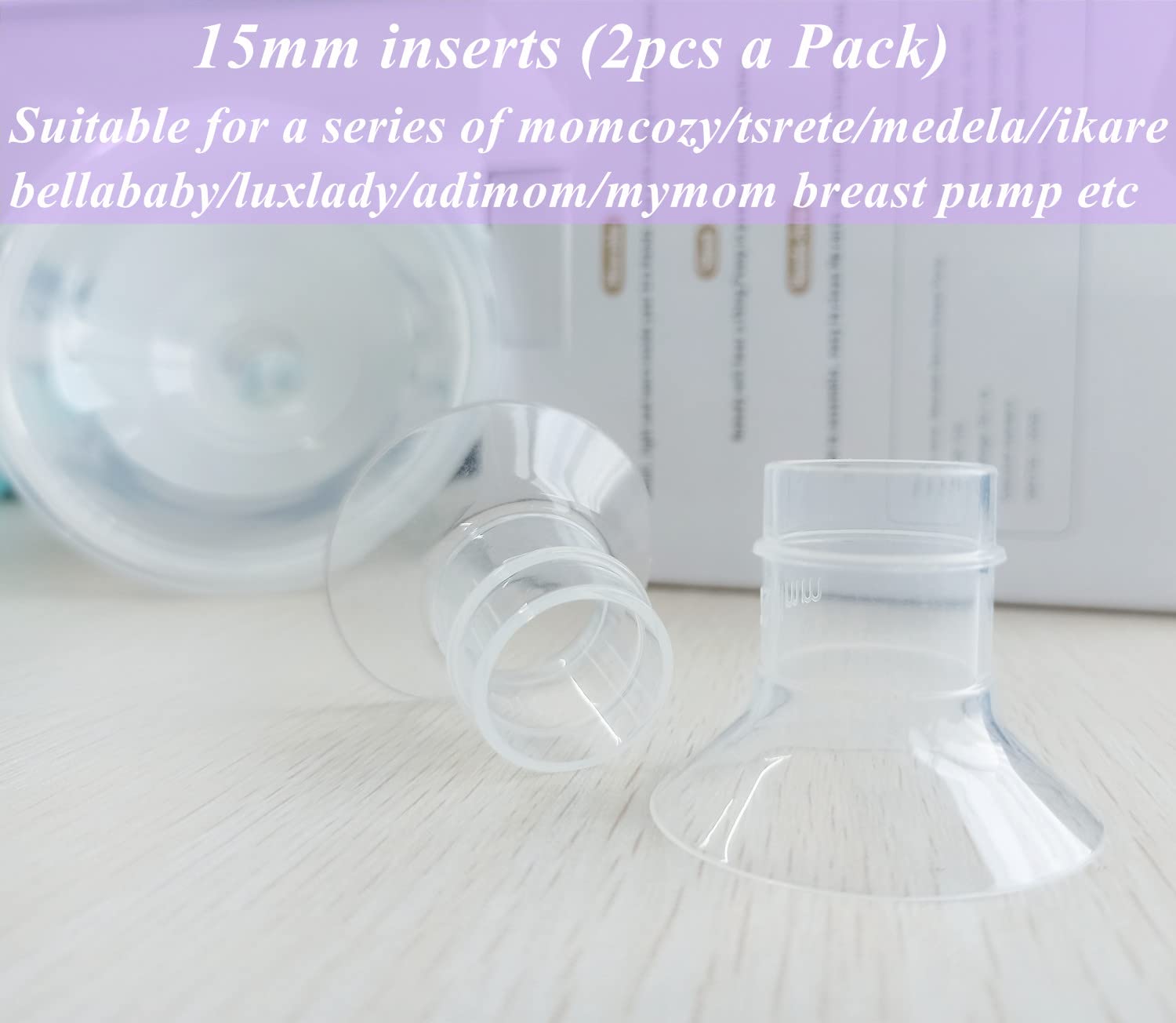 Mayyatt Pump Parts Flange Inserts 15mm 2pcs Soft Silicone Trumpet Accessories Well Fit 24mm Wearable Hand Free Breast Pump s9 s12 pro Pump Flange