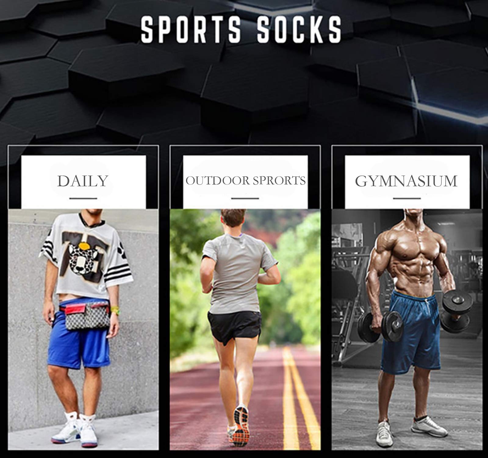 MAAMPU 6 Pairs Running Socks/Hiking Cushion Socks,Breathable Athletic Socks Thick Cushion Socks-White(short)-Medium