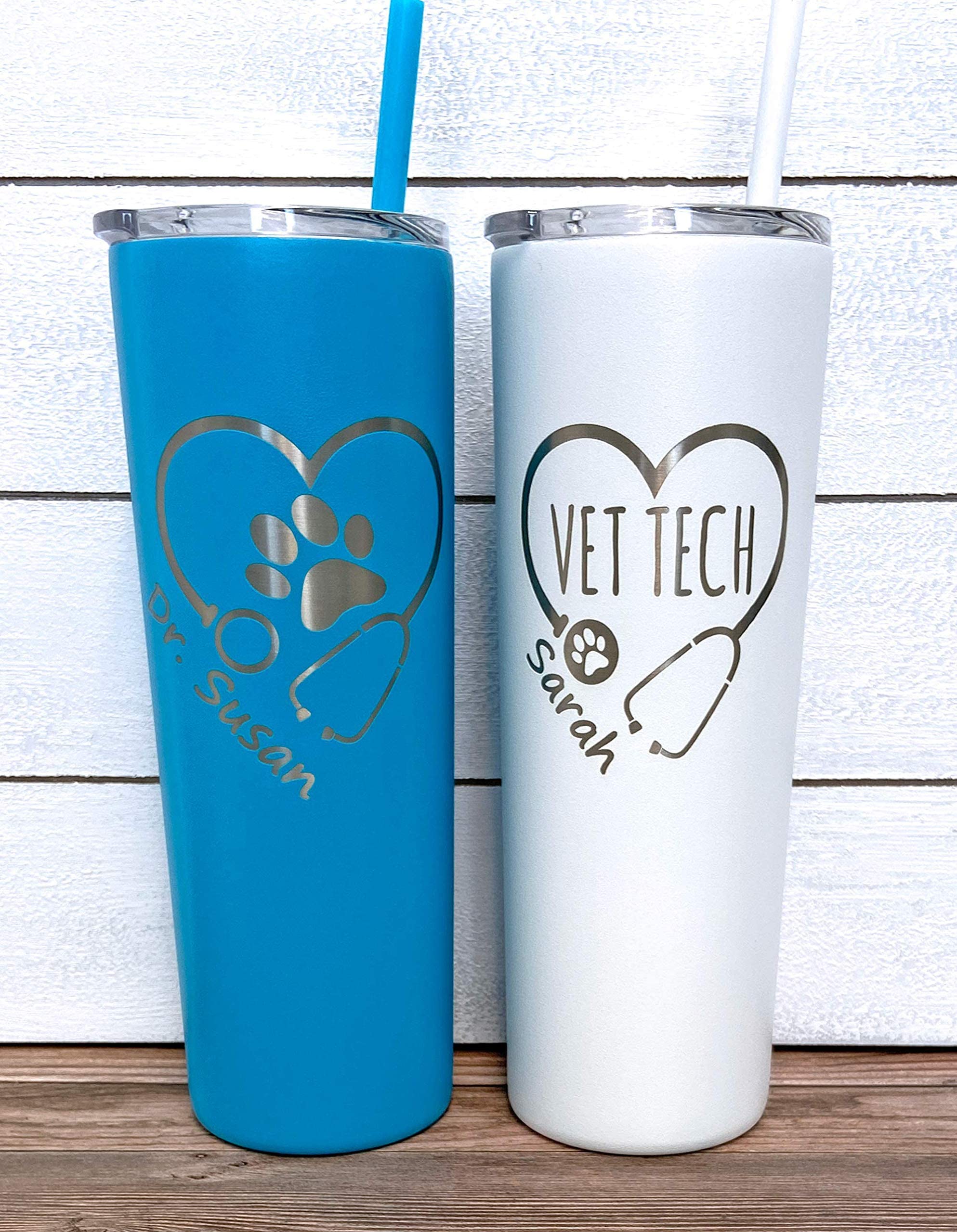 Personalized Veterinarian Laser Engraved 20 oz Tumbler with Straw, Vet Tech, Vet Gift, Vet Tech Gift, Vet Assistant