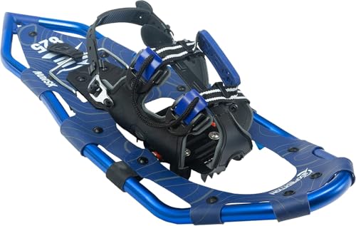 Norske Series Ligthweight Aluminum Frame Snowshoe Kit with Quick-Lock Trekking Poles, Heel Lift, Quick Release Bindings & XPE Ever-Flex Decking, Includes Waterproof Carry Bag, 25" Up to 200 lbs.