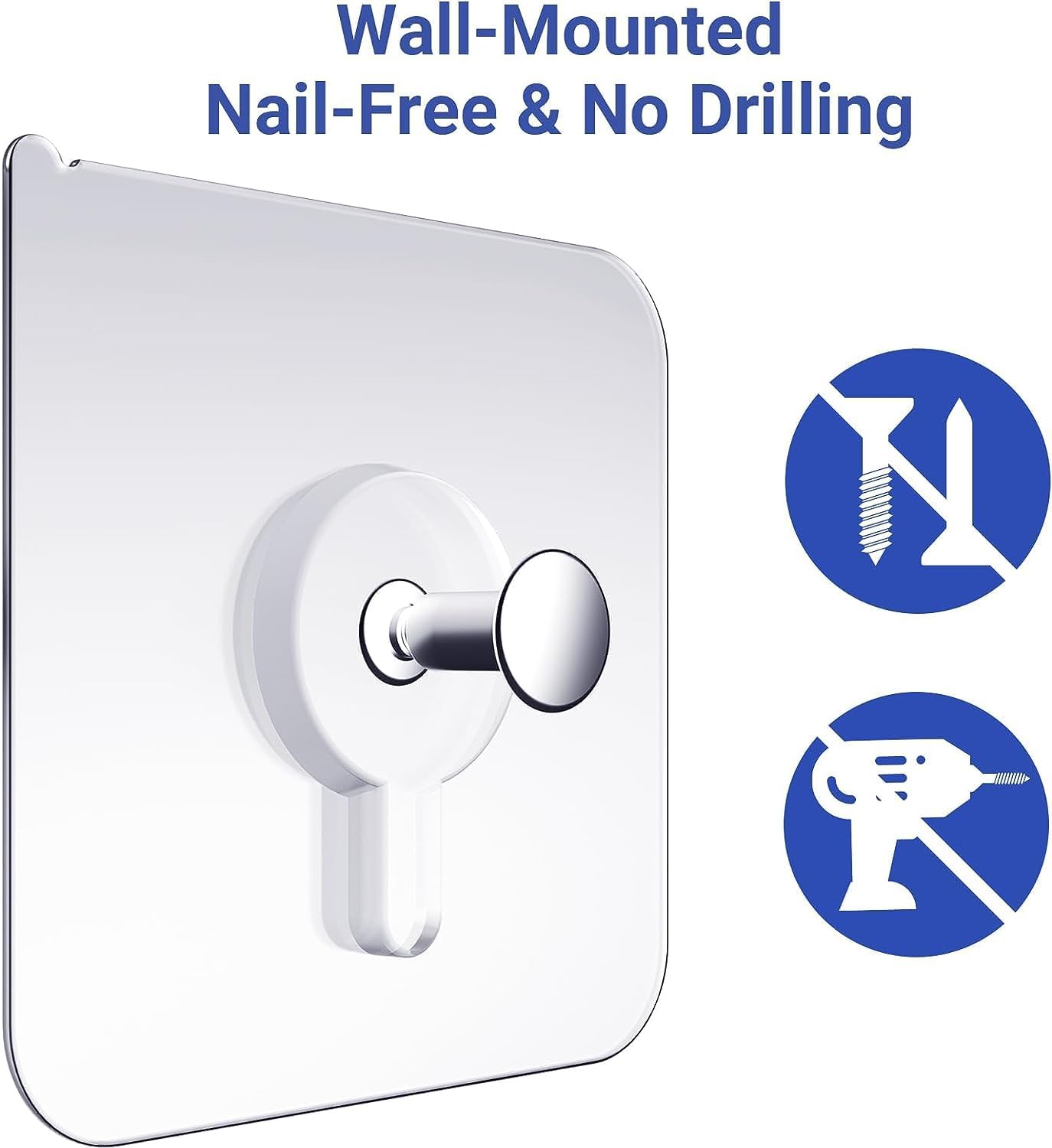 VESTURA Adhesive Wall Hooks for Wall Without Drilling, Self Adhesive Hooks for Wall Heavy Duty Strong Nail Free for Hanging Photo Frame, Wall Clock, Kitchen Accessories Items(Round Hook - 15)