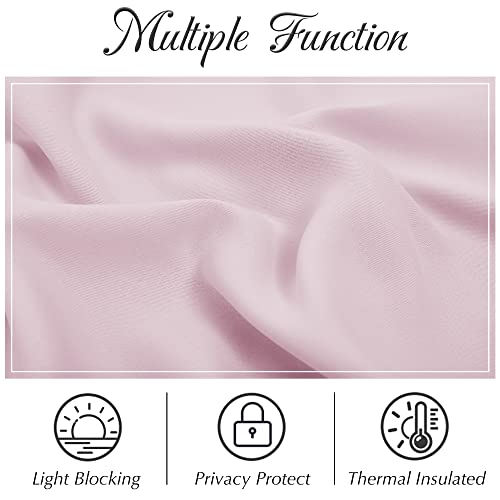 StangH Cream White Velvet Curtains & Pink Pom Pom Blackout Curtains