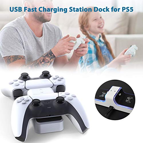 LOVOICE Portable Charging Station For PS5 Controller, Double PS5 Controller Charger, PS5 Charger Stand Fast Charging For 2 Controllers PS5 Accessories