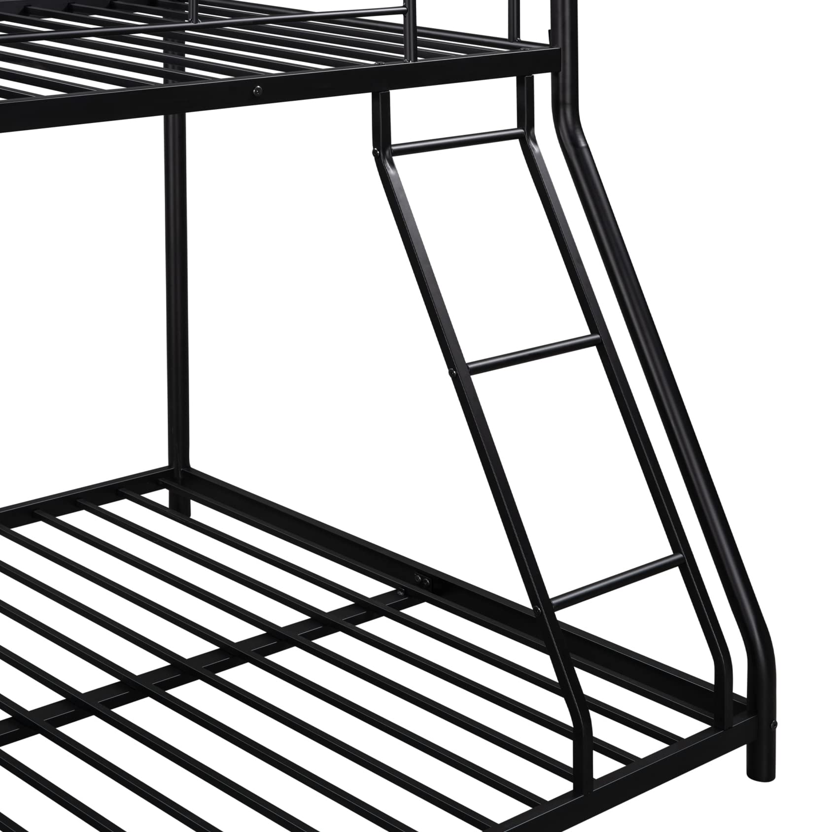HUAYICUN Bunk Bed Twin Over Full Size with Ladder, Twin over Full Bunk Bed and Full-Length Guardrail, No Box Spring Needed, Noise Free