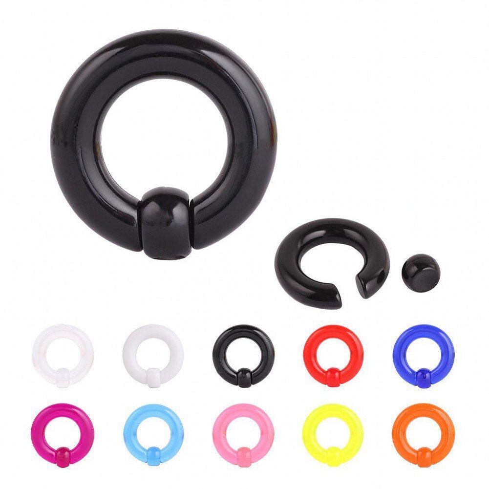 IPINK-10Pcs Acrylic Captive Bead Ring Lip, Belly, Nipple, Cartilage, Tragus, Septum, Earring Hoop 2mm-0G (10 Pcs of 6G(4mm))