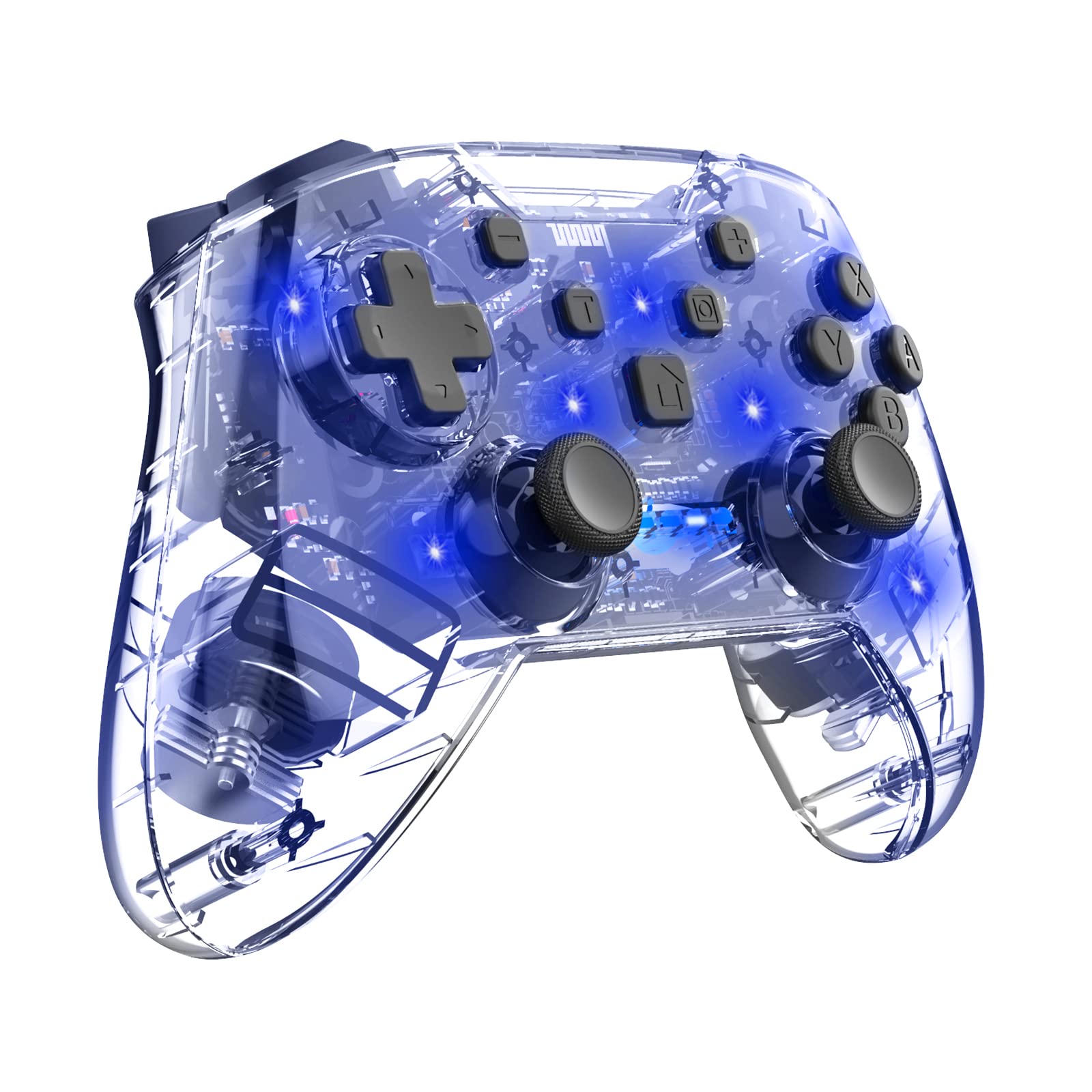 Joso Game Controller for iPhone, Android, Tesla, PC, iPad, MacBook, Transparent Bluetooth Wireless Gamepad Joystick with RGB Colorful Lights for iOS, MFi Games, Arcade, Turbo Function, Direct Play