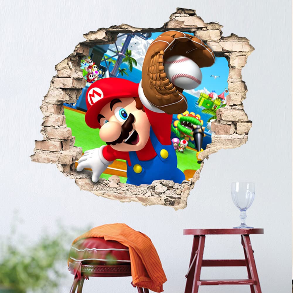 Super Mario Game Wall Stickers Boys Funny 3D Vinyl Stickers Nursery Kindergarten Decoration Cartoon Poster Wallpaper