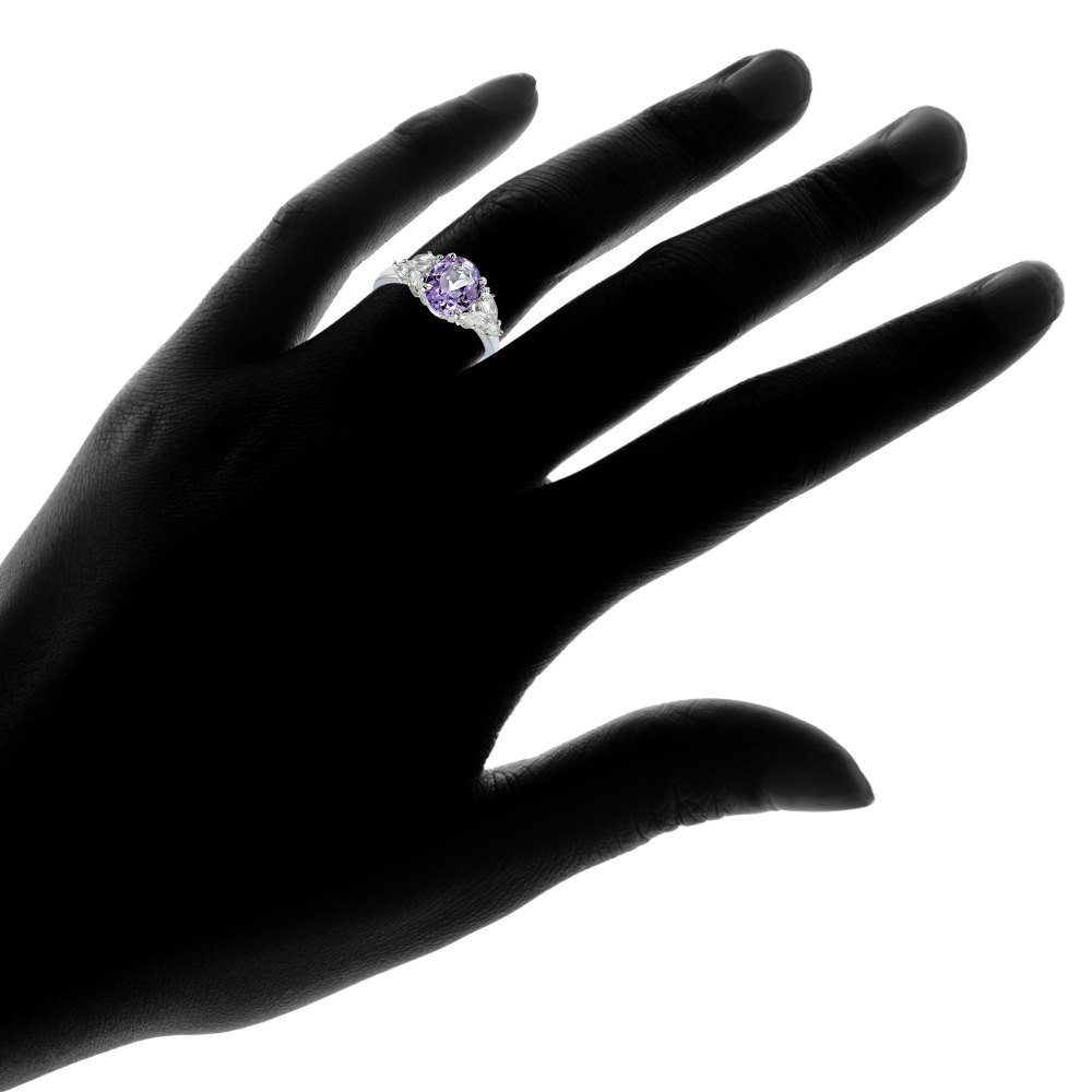Ice Gems Sterling Silver Amethyst and White Topaz Oval Ring Size 10