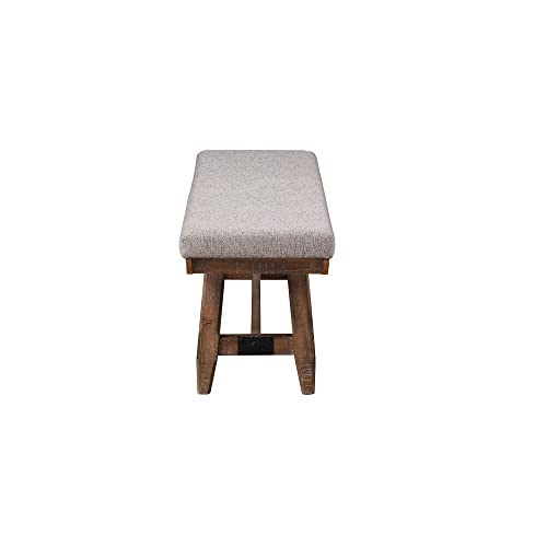 Steve Silver Rustic Ranch Driftwood Finish, Upholstered Seat, Stretchers, Distressed Heirloom Feel, 60 Inches Length Bench, Full