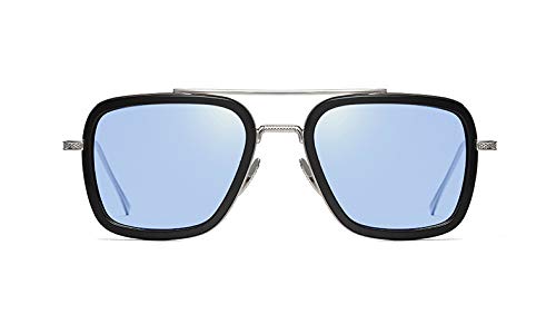 IKANOO Tony Stark Sunglasses for Men Women Vintage Square Metal Frame Iron Man Glasses Spider Man Eyeglasses
