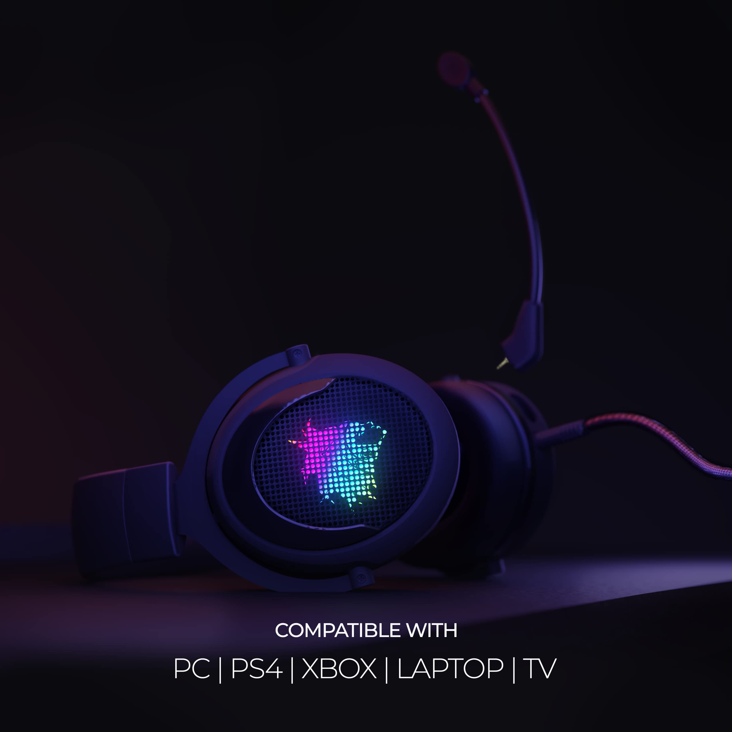 PILAS T-Kun Wired Gaming Headsets with RGB, Flexible Microphone,