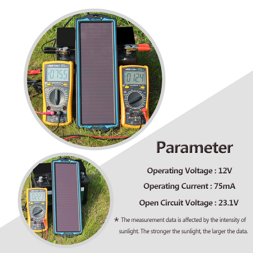 SOLPERK 12V Solar Panel,Solar trickle Charger,Solar Battery Charger and Maintainer,Suitable for Automotive, Motorcycle, Boat, ATV,Marine, RV, Trailer, Powersports, Snowmobile, etc. (1.8W Amorphous)