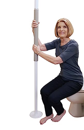 Stander Security Pole, Floor to Ceiling Transfer Pole, Elderly Grab Bar and Bathroom Rail with Padded Handle, Iceberg White
