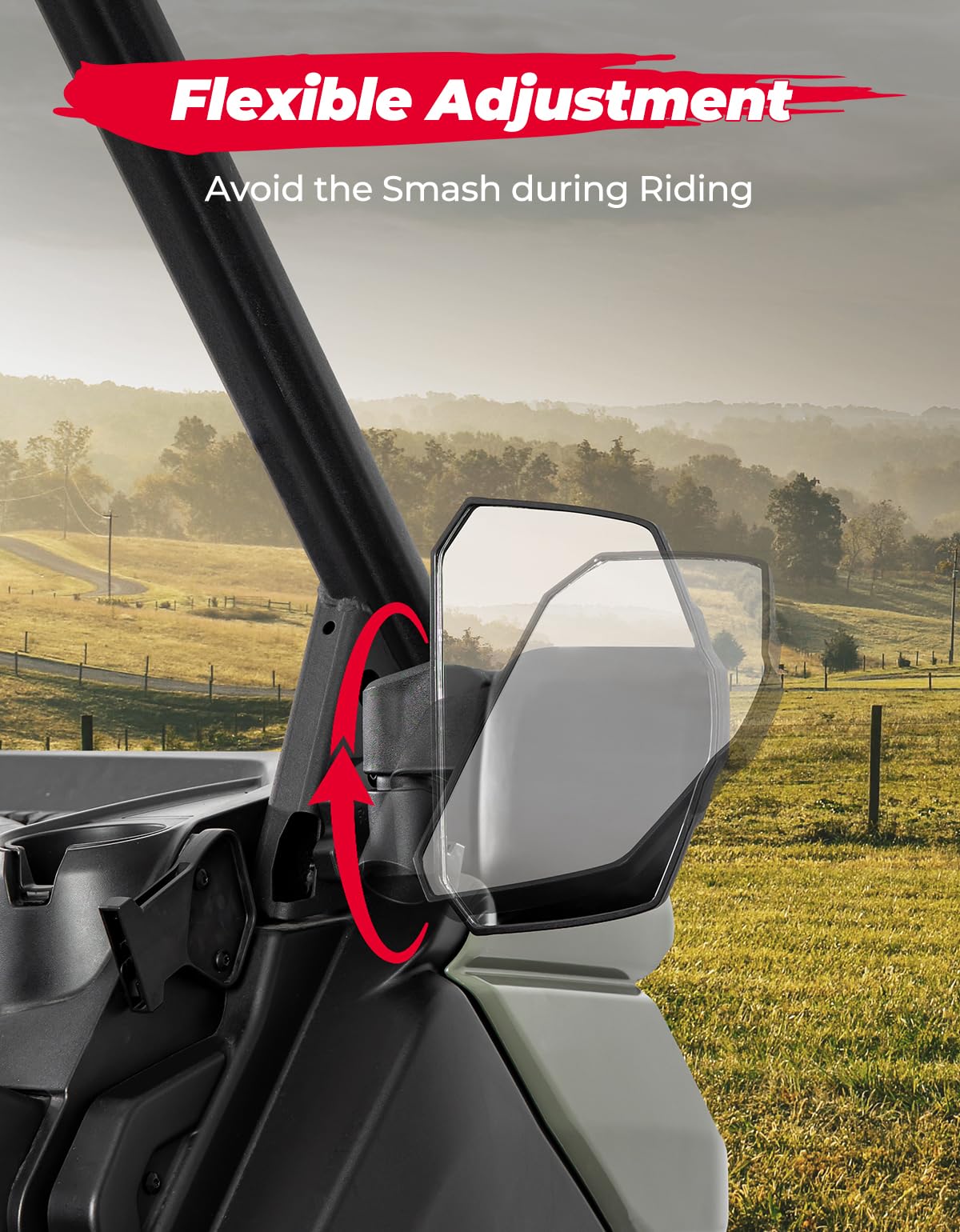 KEMIMOTO UTV Side Mirrors, Side by Side Mirrors Compatible with Can-Am Defender HD 5/8 / 10 / MAX 2016-2022, OE Replace #715002459 Sold in One Pair- Work with Roof and Windshield