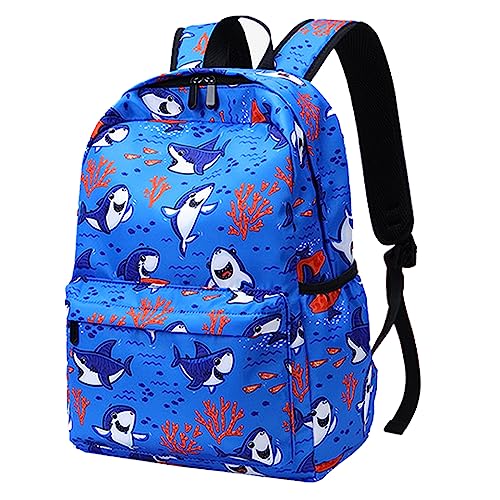 YUNYINIE 16 inch Shark School Backpack for Boys, Back to School Supplies Birthday Gifts for Kids for Preschool, Kindergarten
