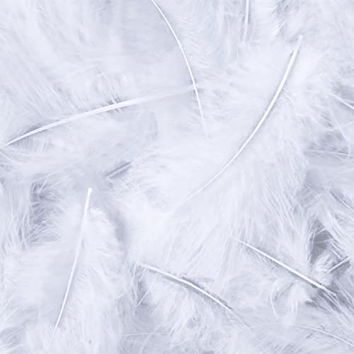 Turkey Marabou Feathers for Crafts Dreamcatcher Fringe Trim Colored Feathers(100pcs White)