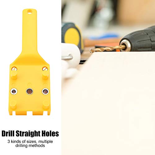 Woodworking Drilling Locator Straight Hole Locator, Handheld Woodworking Perforation DIY Tools Woodworking Dowel Jig Kit Hardware Template Guide Woodworking Tools(黄色)