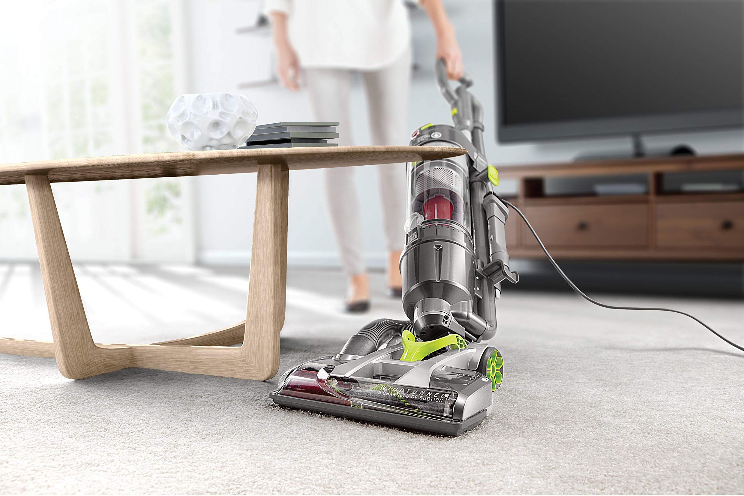 Hoover Windtunnel Air Steerable Bagless Upright Vacuum Cleaner, Lightweight, Corded, UH72400, Grey , Gray
