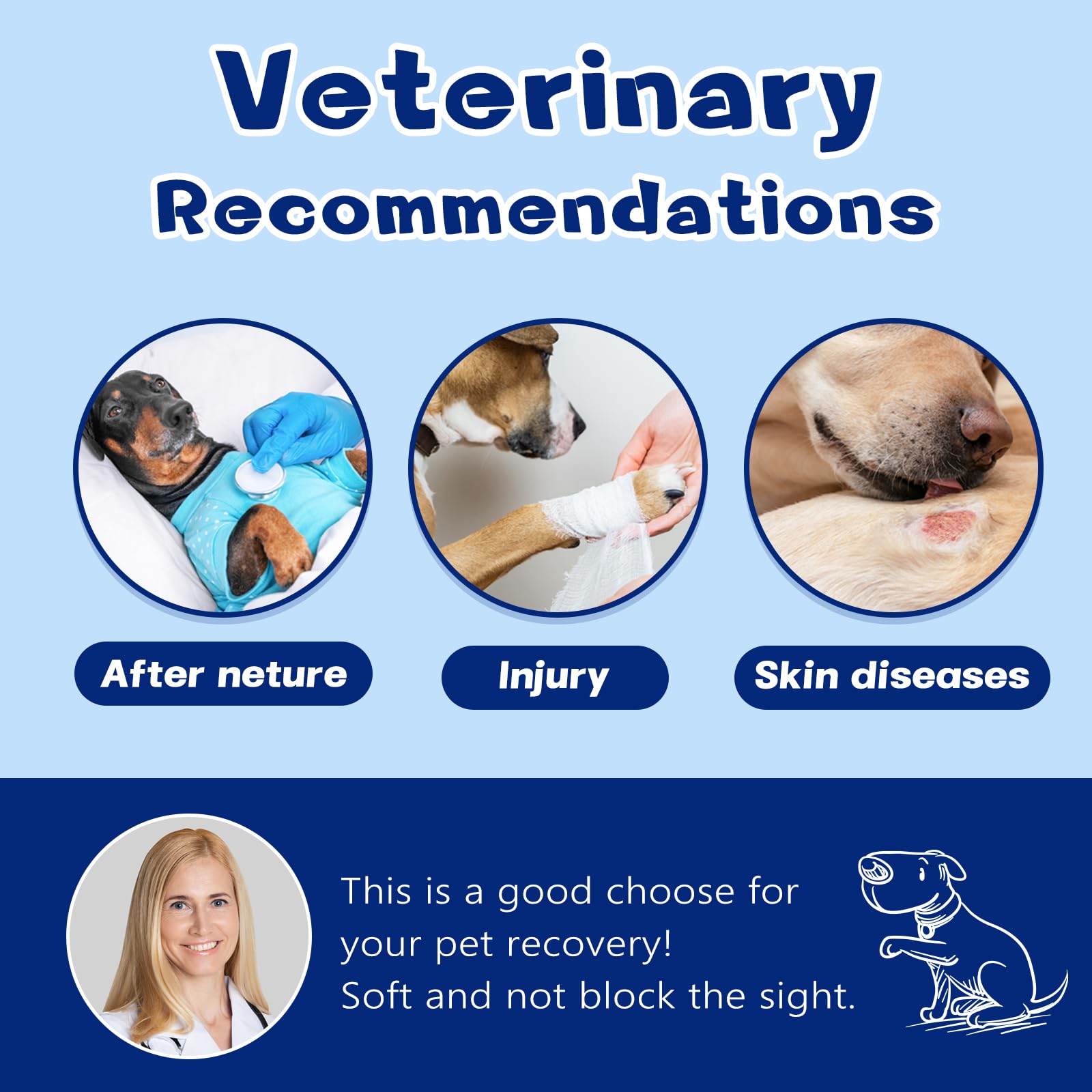 Supet Dog Cones for Large Dogs, Soft Dog Cone Collar for Medium Dogs, Comfortable Dog Cone Alternative to Stop Licking, Adjustable Large Dog Cone for Dog After Surgey