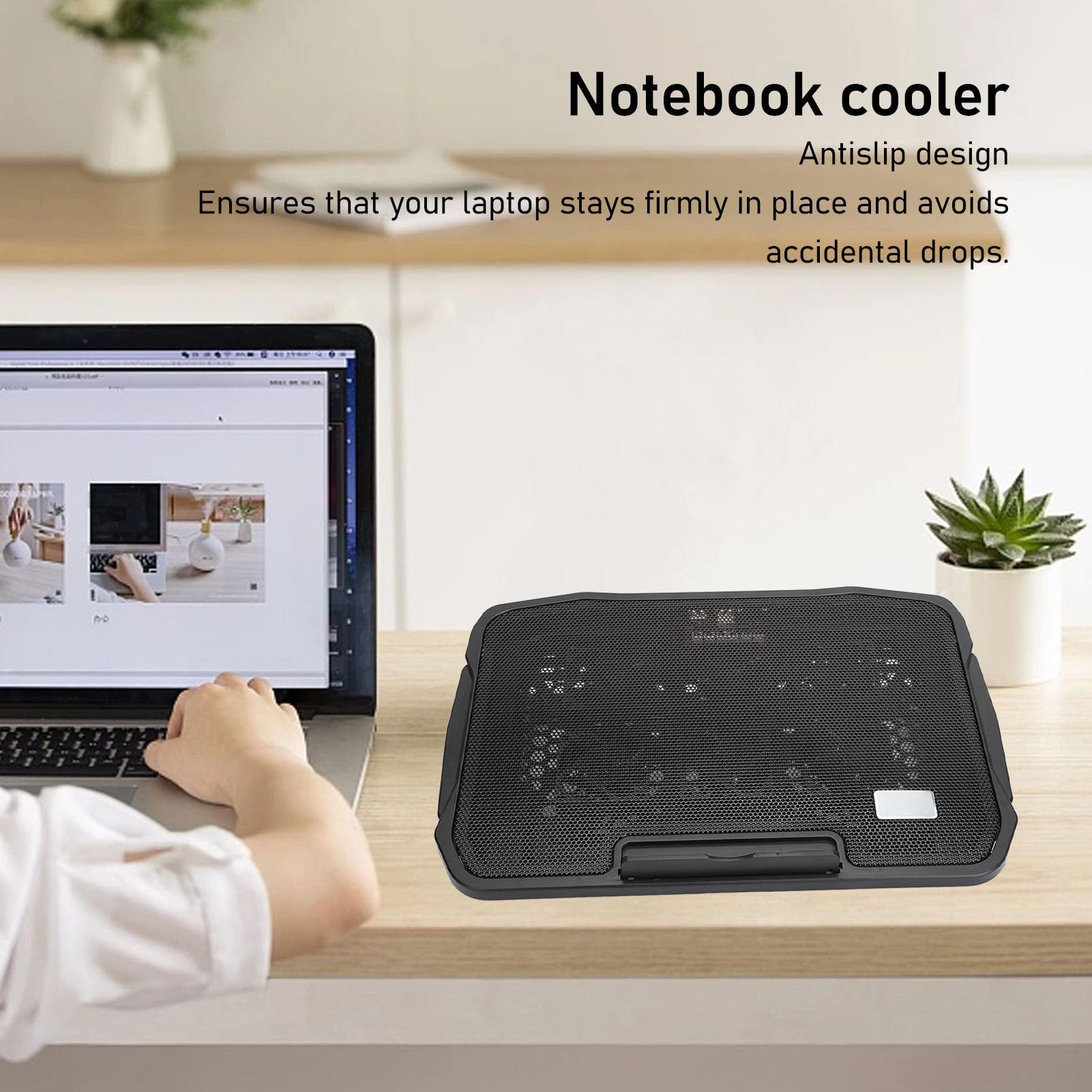 Laptop Cooling Pad, USB Powered Ergonomic Gaming Notebook Cooler Skid Resistance Computer Chill Mat with Adjustable Wind Speed