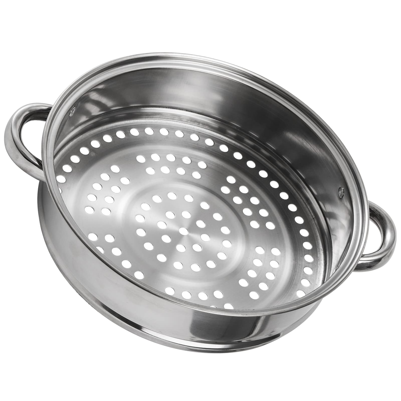 ZENFUN Steamer for Cooking, Steamer Pot with Steamer Insert, 2 Tier Stack and Steam Pot Set with Glass Lid, Stainless Steel Steamer Pot Double Handle, 11 Inch(Thickened)