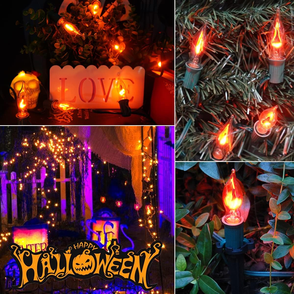 Supernoor Christmas Flickering Flame Light Bulbs,12 Pack C18 Flicker Flame Light Bulbs E12 Base 120 Volts 1 Watt for Electric Candle Lamps Window Candelabra Chandeliers Christmas Bulbs