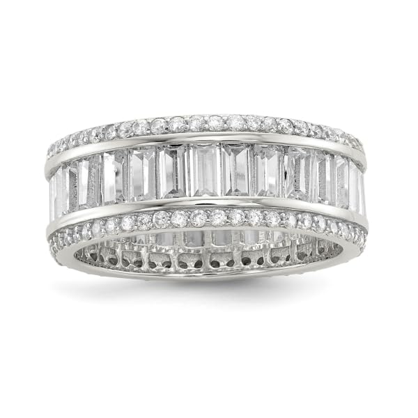 IceCarats 925 Sterling Silver Baguette Round Cubic Zirconia CZ Eternity Ring Size 8