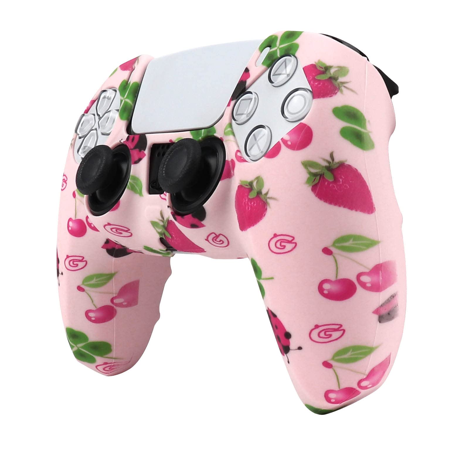 Pink Controller Skins for PS5 RALAN, Fruit Silicone Controller Cover Skin Protector Compatible with PS5 Controller with 2 Cute Thumb Grips Caps
