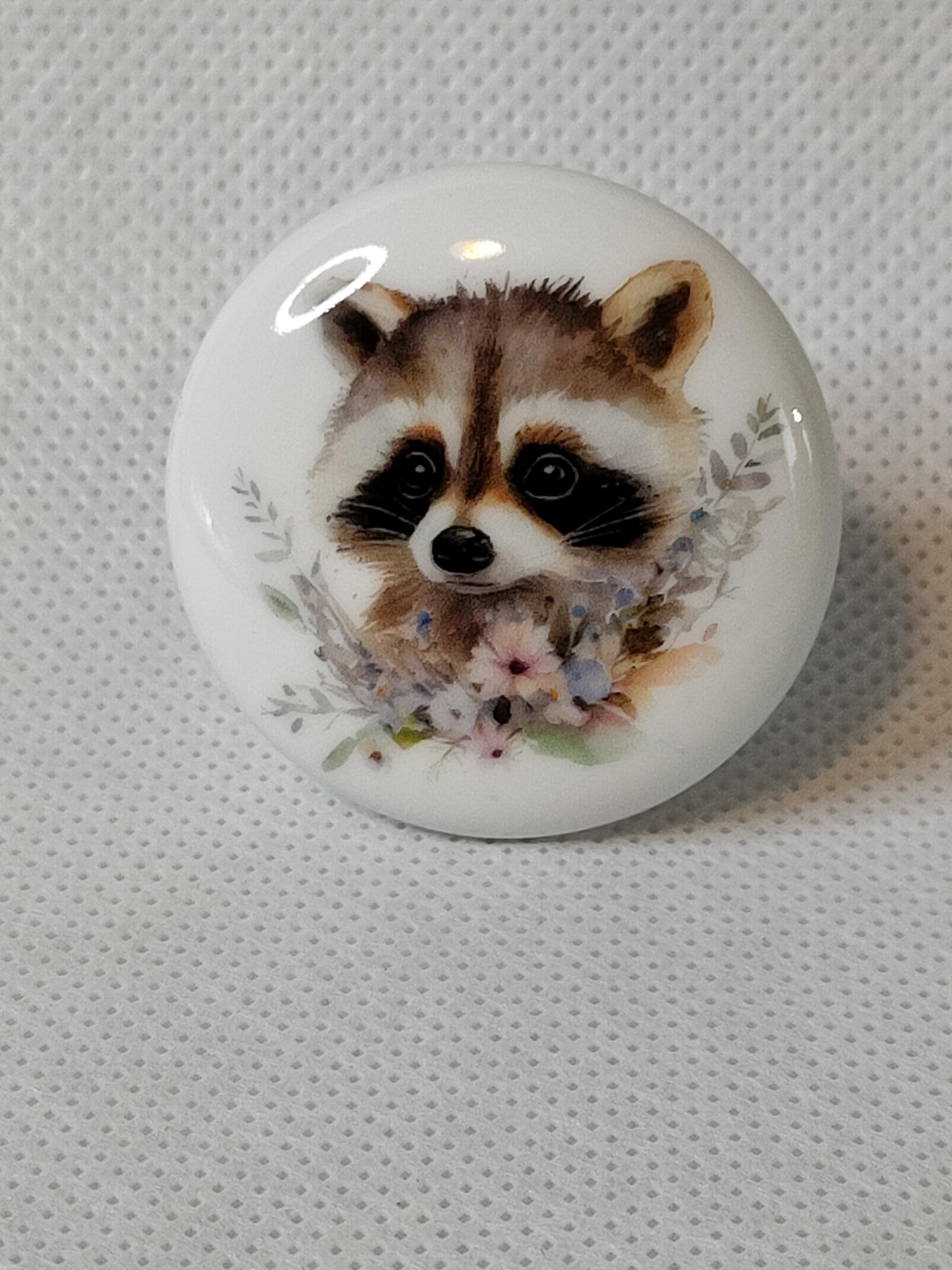 Watercolor Spring Baby Animals by DC DECORATIVE Ceramic Dresser Drawer PULLS Cabinet Cupboard KNOBS (0017 Raccoon)