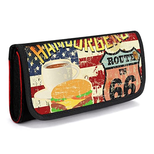 Nostalgic Route Diner Sign Carrying Case Storage Holder Bag Printed Handbag for Switch Console Game and Slots Cards Accessories