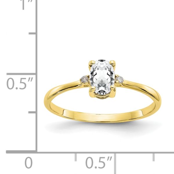 IceCarats 10K Yellow Gold Diamond White Topaz Ring Gemstone Band April Birthstone Jewelry Size 6