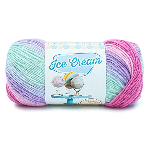 Lion Brand Ice Cream Yarn - 6 Pack with Pattern Cards in Color (Ube)