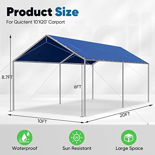 Quictent 10X20ft Upgraded Heavy Duty Carport Car Canopy Party Tent with Reinforced Steel Cables-Blue