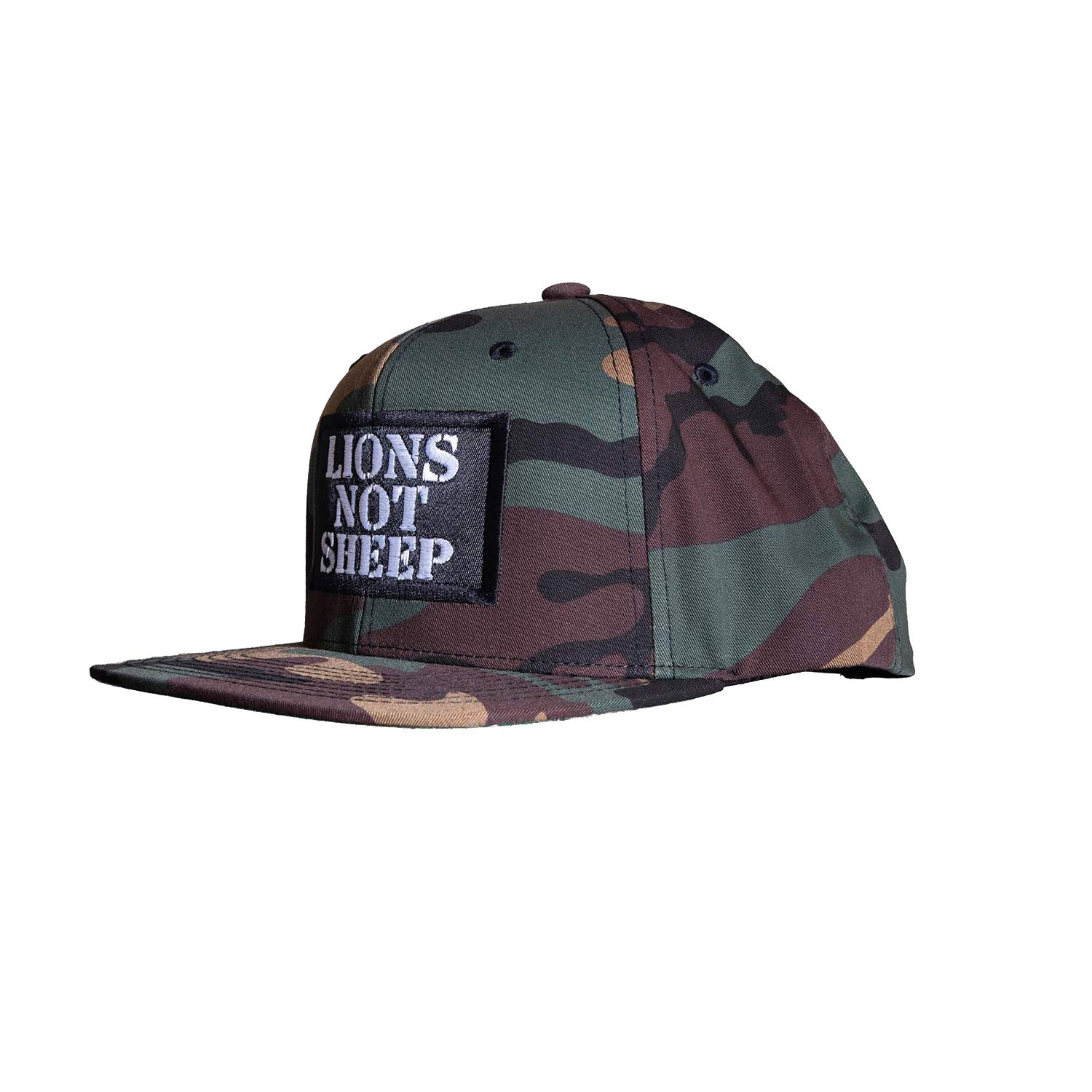 Lions Not Sheep Hat Black - Adjustable Trucker Hats with Snapback - Fabric Back Black Baseball Cap - 5 Panel Trucker Cap - Trucker Hats for Men and Women - Fabric Trucker Hat for Hiking