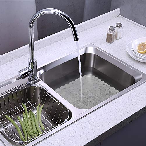 Qulable kitchen Sink Mat For stainless steel/ceramic sinks. Clear PVC Eco-friendly Sink Mat, adjustable, fast draining, pebble design, (2 pack, Clear)