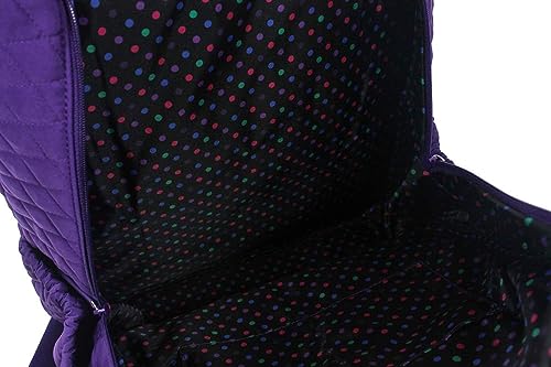Vera Bradley Essential Large Quilted Microfiber Backpack Elderberry Floral Interior