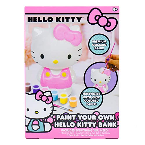 Horizon Group USA Hello Kitty Paint Your Own Piggy Bank, DIY Coin Bank for Kids, Multicolor