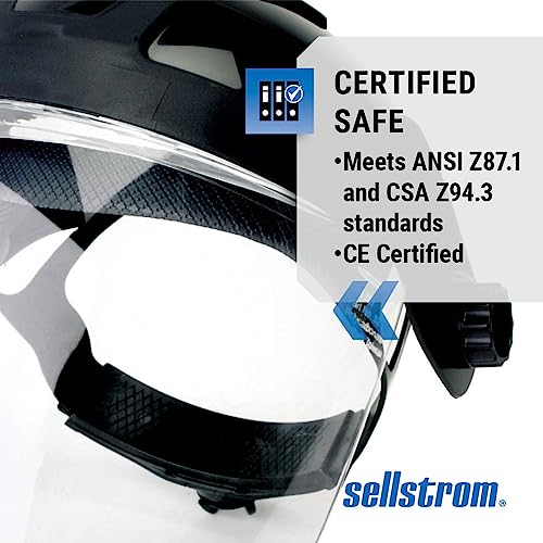 Sellstrom Face Shield - Single Crown Full Safety Mask for Men & Women - Clear Polycarbonate - Ratchet Headgear - S32010
