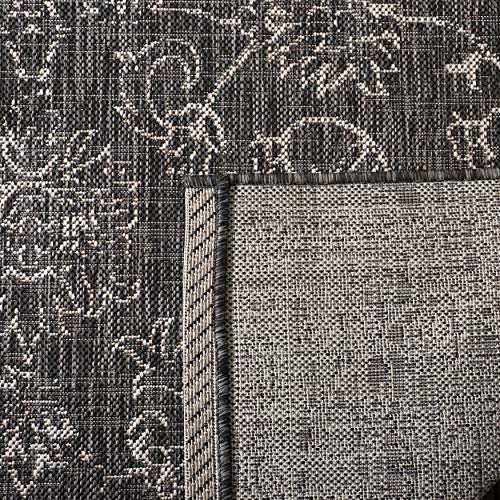 SAFAVIEH Courtyard Collection Area Rug - 4' Square, Black & Ivory, Non-Shedding & Easy Care, Indoor/Outdoor & Washable-Ideal for Patio, Backyard, Mudroom (CY8680-36621)