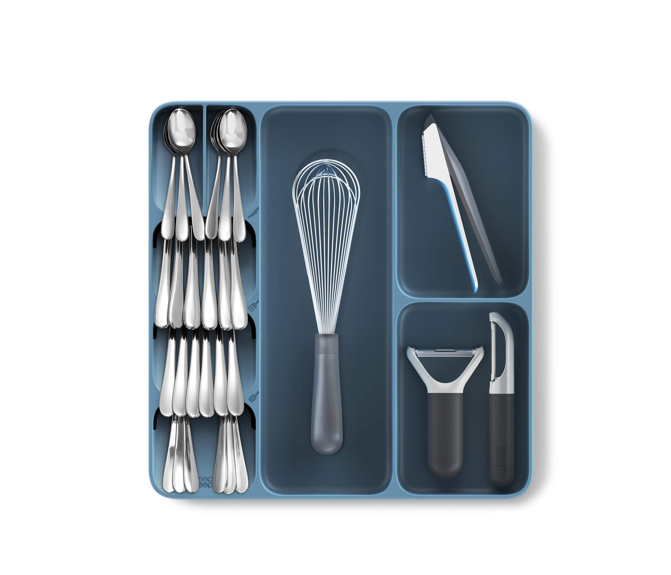 Joseph Joseph DrawerStore Kitchen Drawer Organizer Tray for Cutlery Utensils and Gadgets, One-size, White/Green