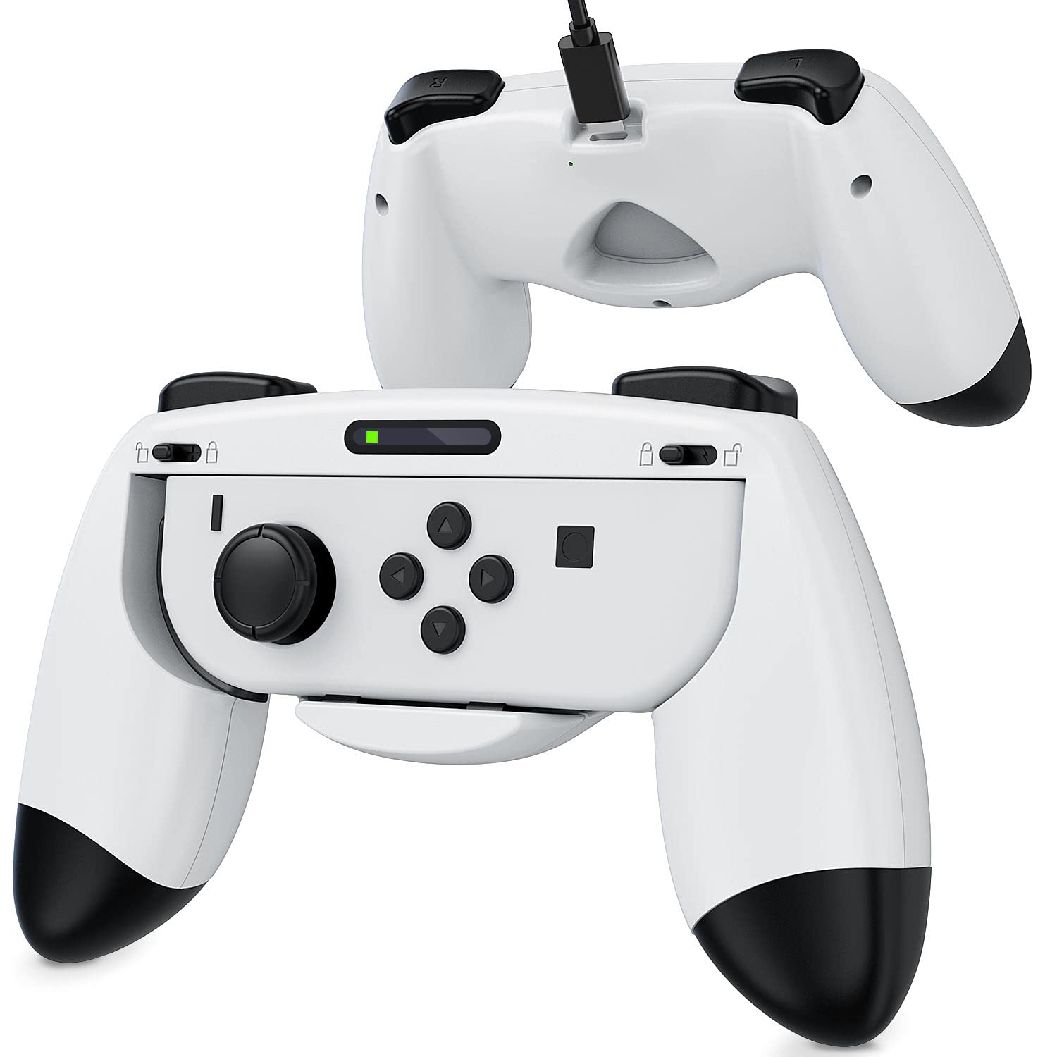 Joy Con Grip Compatible with Nintendo Switch, Ergonomic Nintendo Switch Hand Grip, Wear-Resistant Joy-con Handle for Switch, Controllers for Nintendo Switch Joy Con - Black and White(2 Packs)