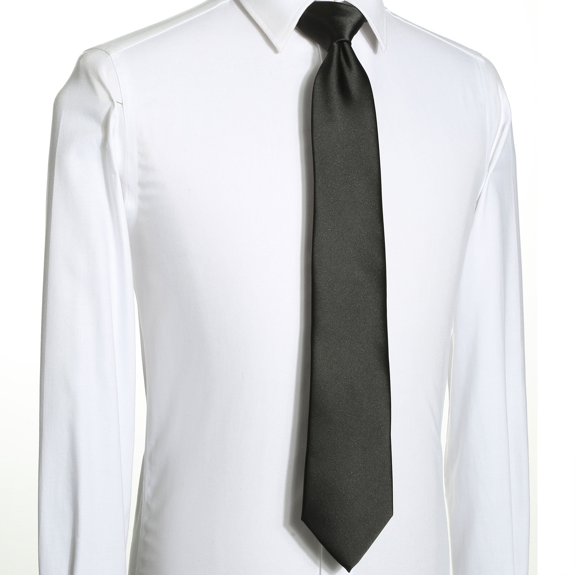 KissTies 63'' XL Black Tie Solid Satin Ties Extra Long Necktie For Big Tall Men